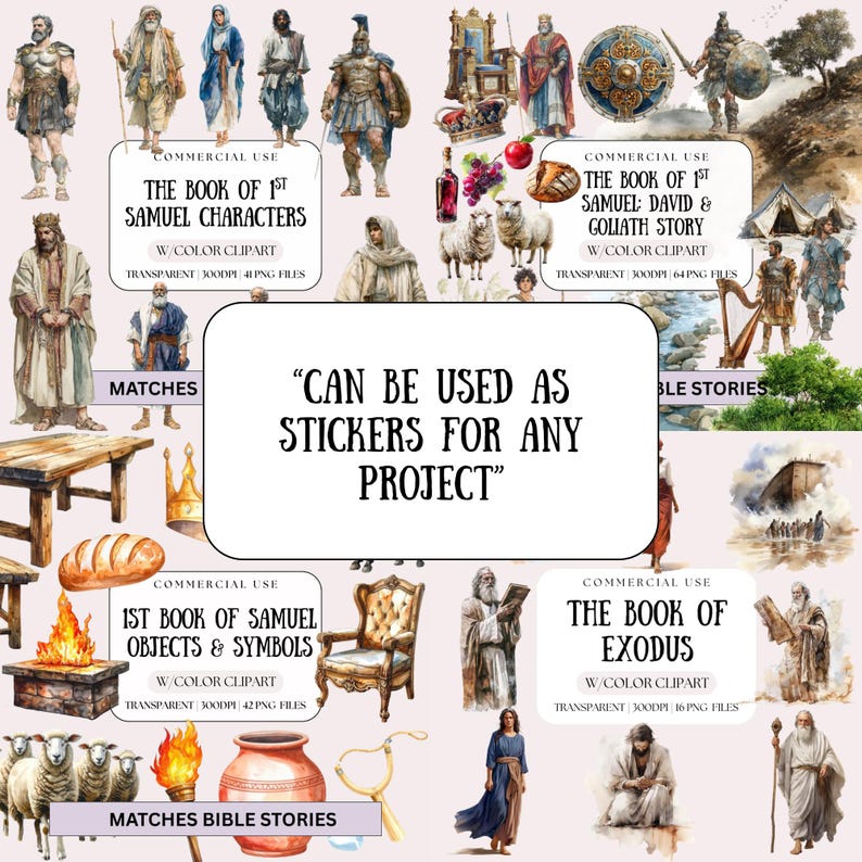 Bible Clipart Bundle | Watercolor Christian Illustrations (digital ...