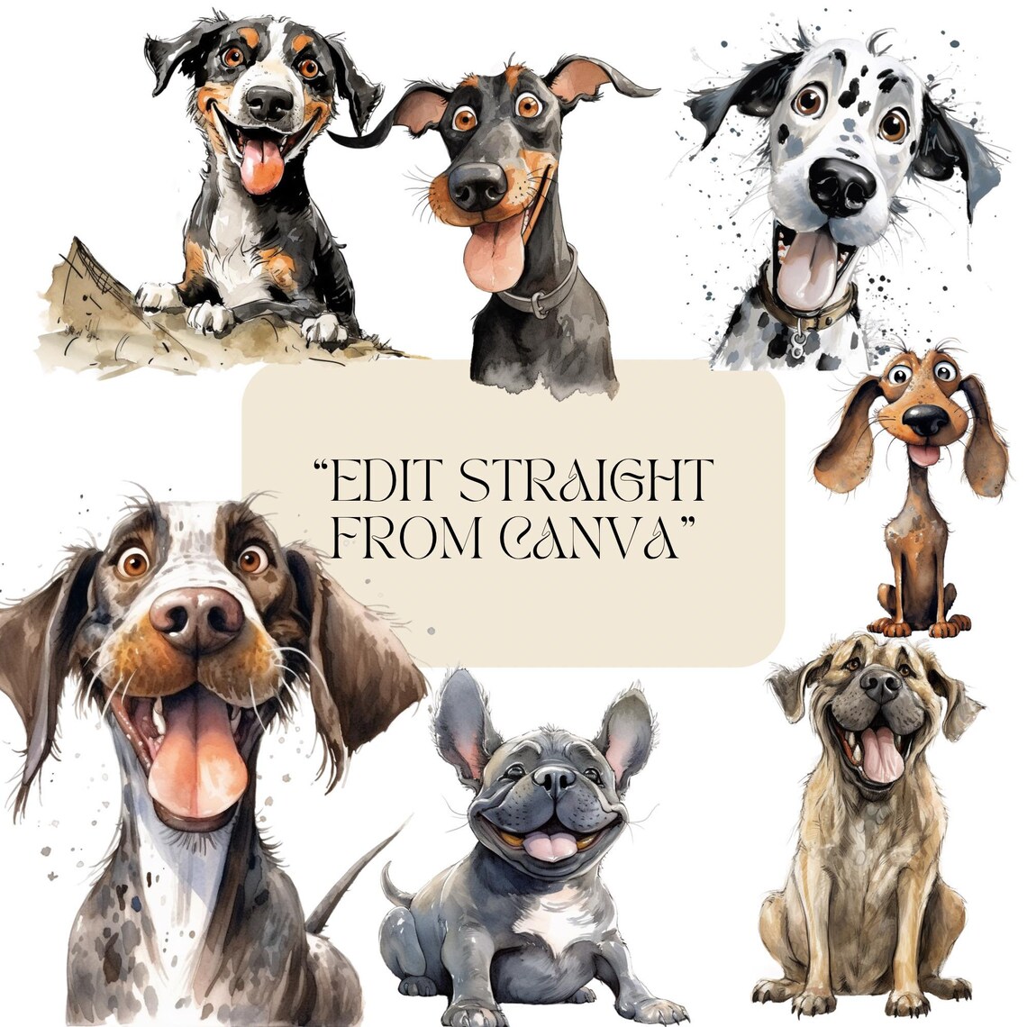 Quirky Dog Clipart Quirky Animals Clipart Whimsical Dogs Clip Art Cute ...