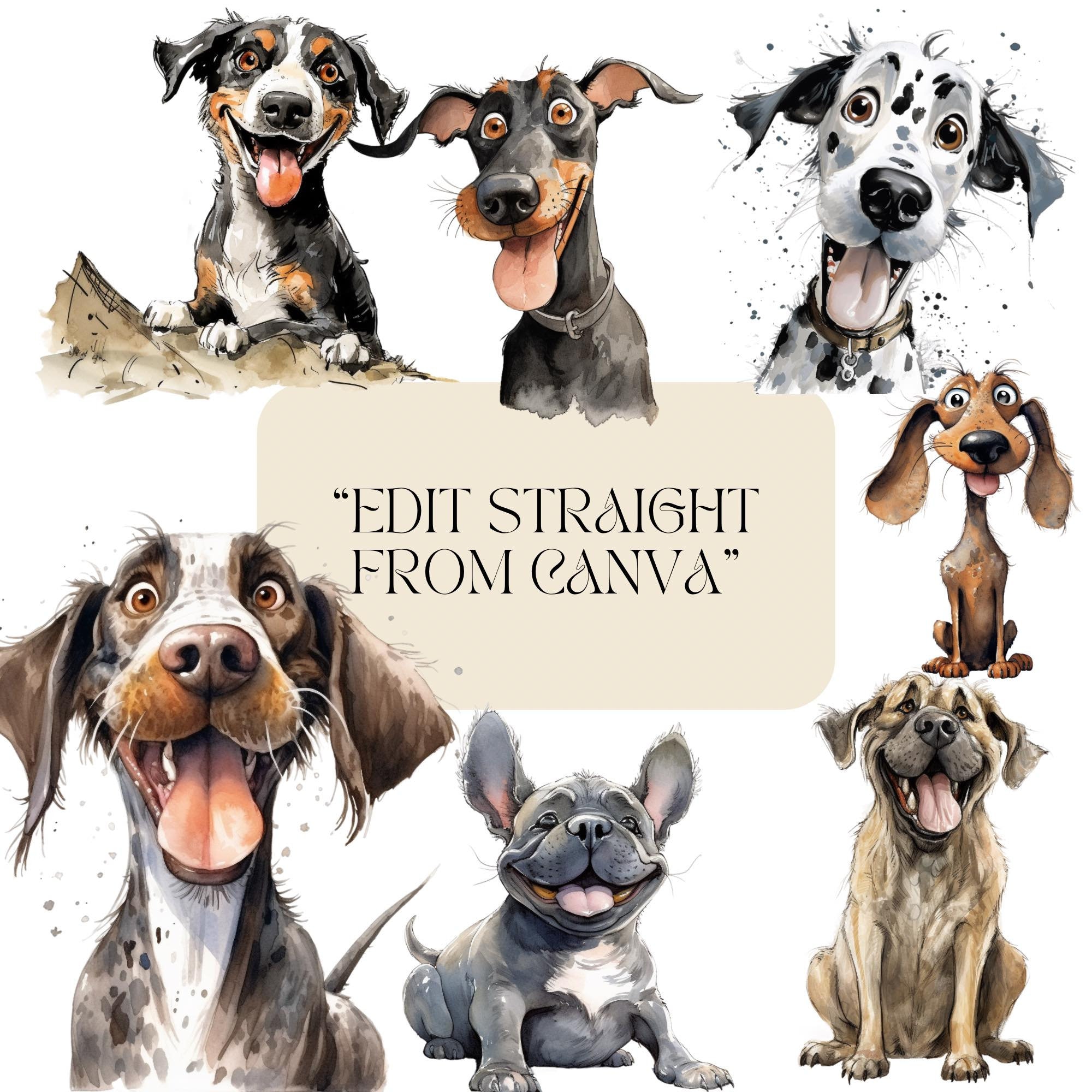 Quirky Dog Clipart Quirky Animals Clipart Whimsical Dogs Clip Art Cute ...