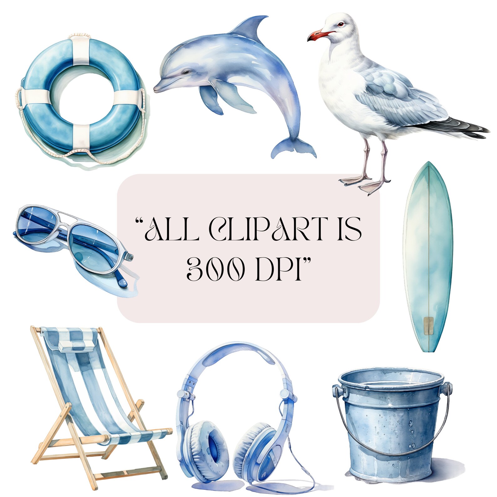 Coastal Beach Clipart Summer Clipart nautical Clipart Vacation Clipart ...