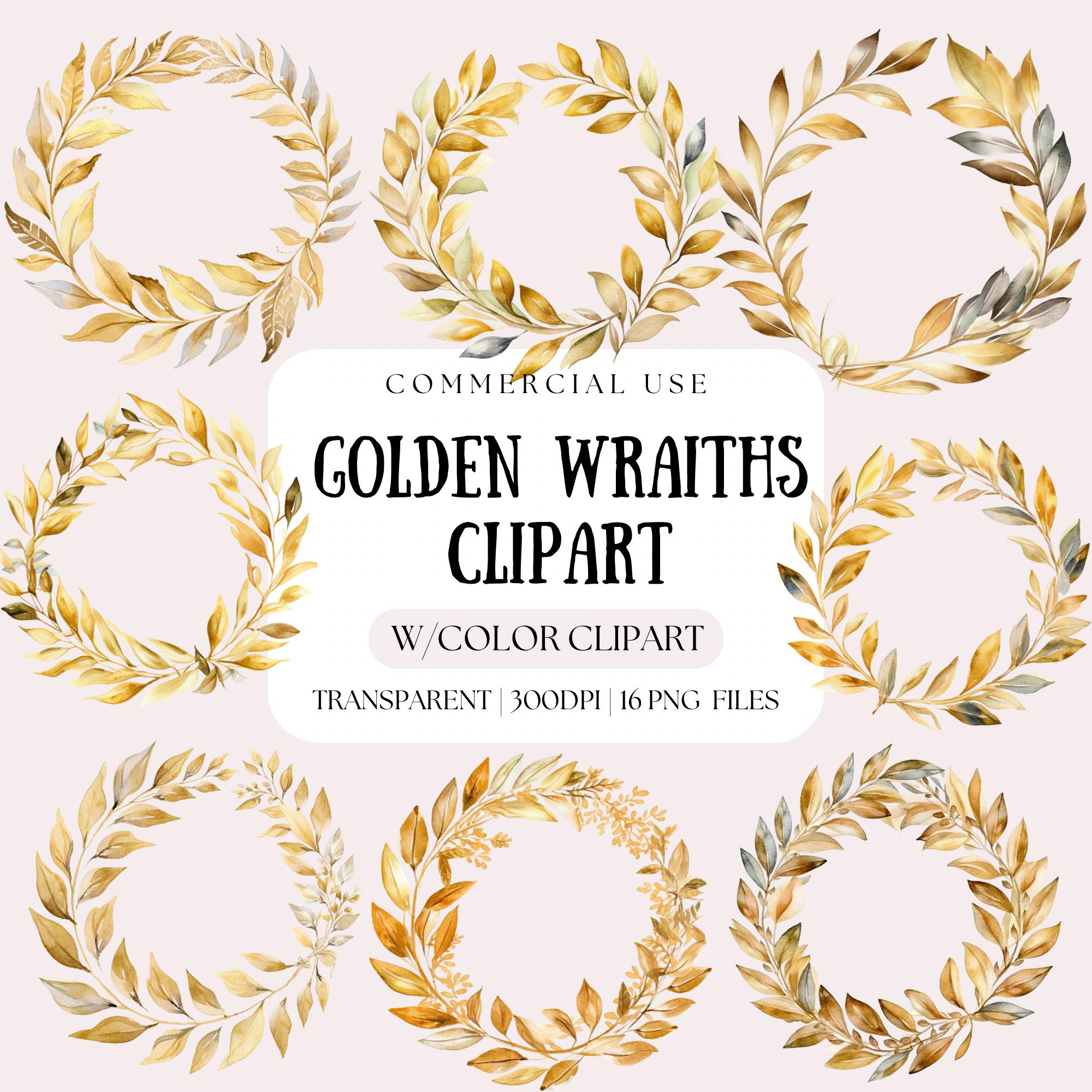 Gold Wreaths | Floral Frame | Printable Flower | Watercolor Floral ...