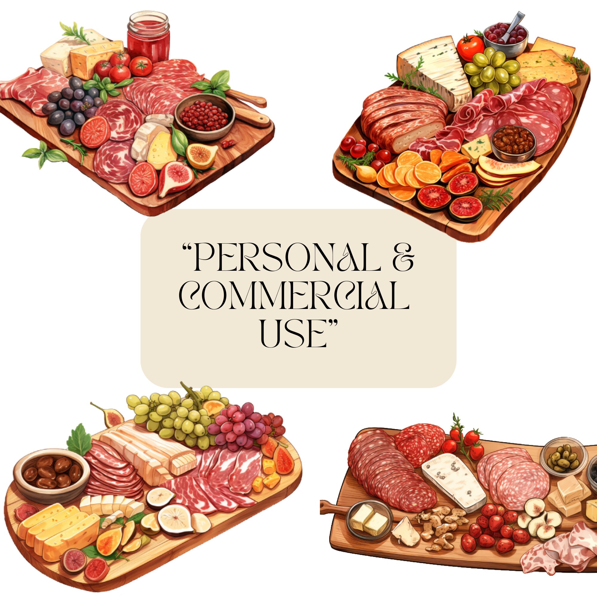 Charcuterie Board Clipart Wine Watercolor Clipart Junk Journals Party ...