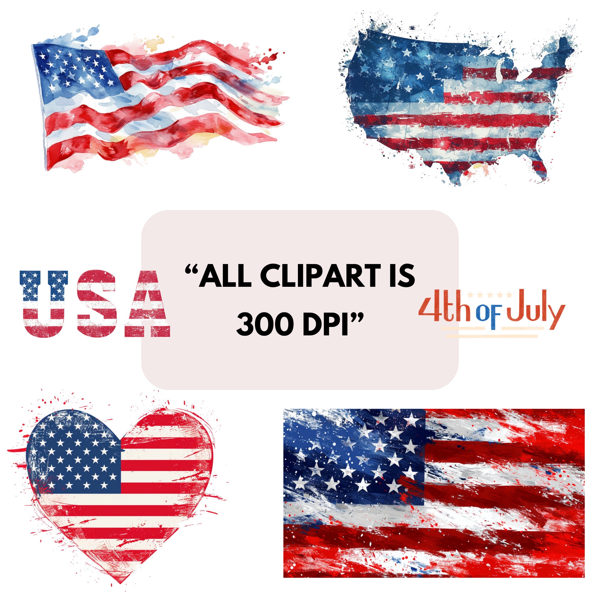 4th of July Clipart 4th of July Png Watercolor July 4th Cute July ...