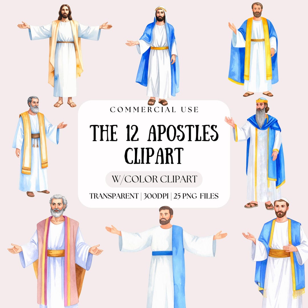 Apostles Watercolor Clipart | 25 Christian PNG-12 Apostles | Bible ...