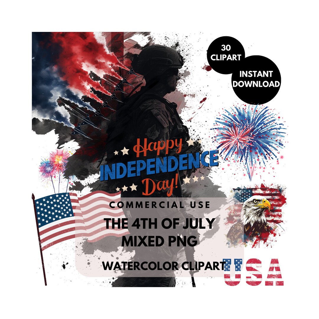 4th of July Clipart 4th of July Png Watercolor July 4th Cute July ...