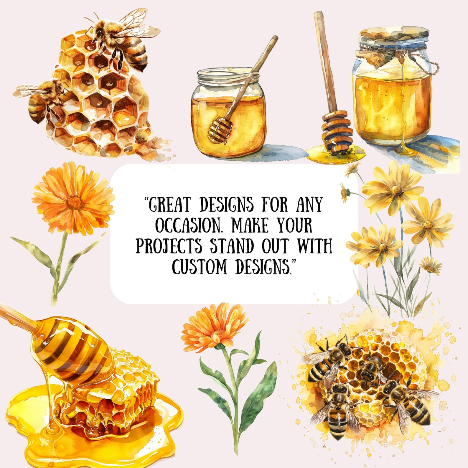 Bees and Honey Clipart | Bee Png Bundle | Digital Download | Honey Png ...