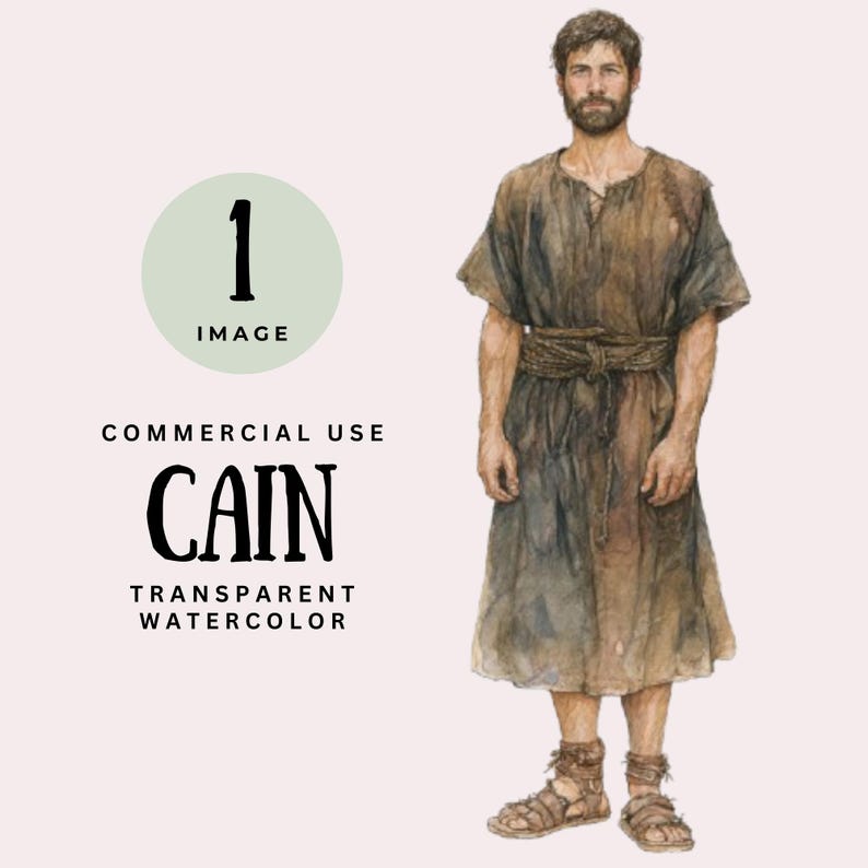 Cain Watercolor Clipart | Bible Story PNG, Christian Art (digital ...