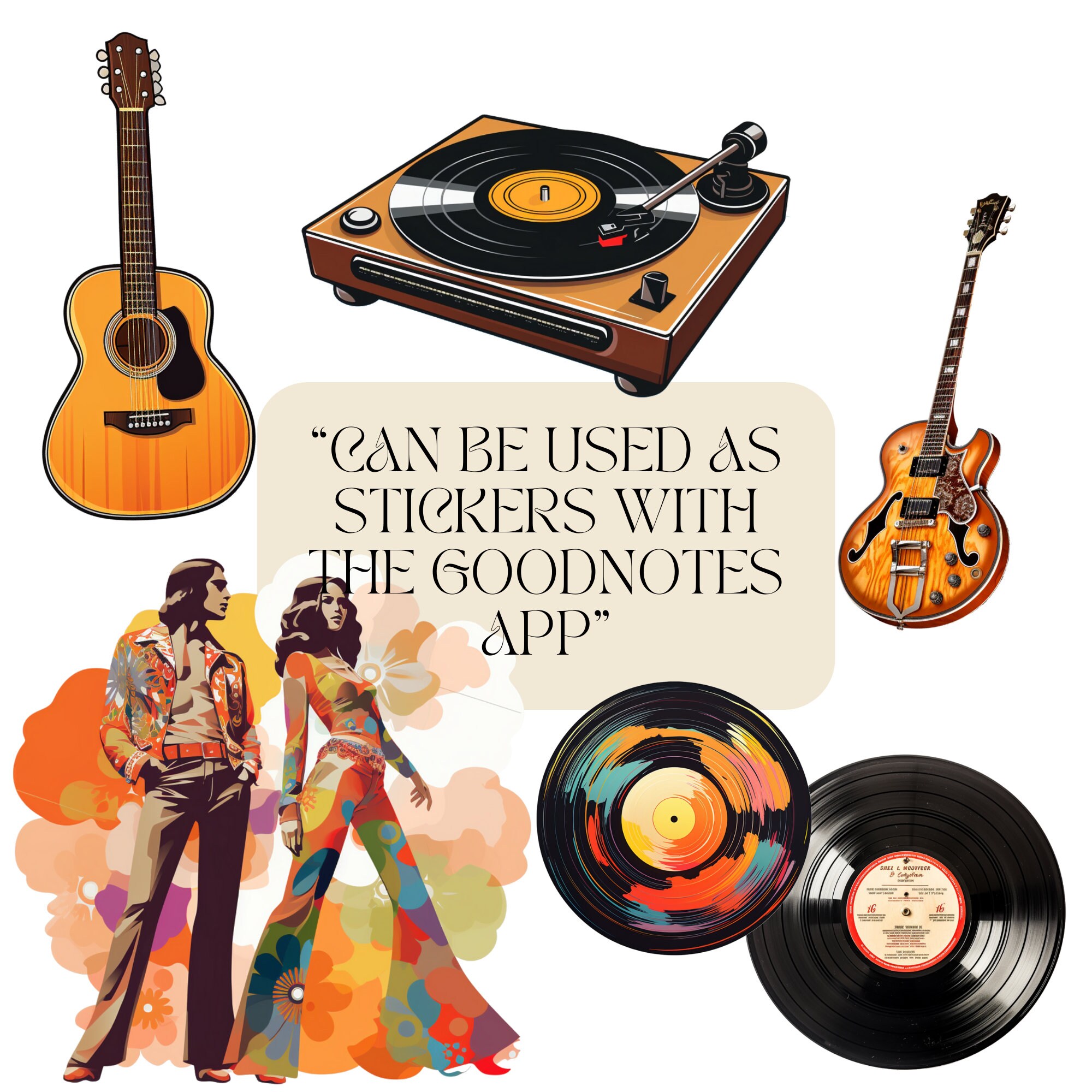 Hippie 70s Clipart Retro Png Bundle Cartoon Characters 70s Png Disco ...