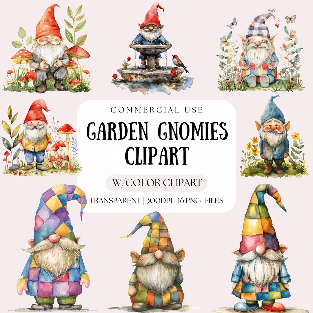 Spring Gnomes | Spring Garden Clipart | Garden Gnome Clipart ...