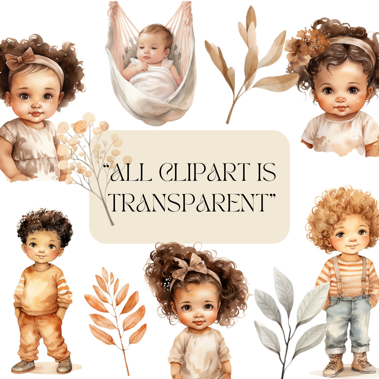 Neutral Baby Clipart Boho Nursery New Baby Card Design Gender Neutral ...