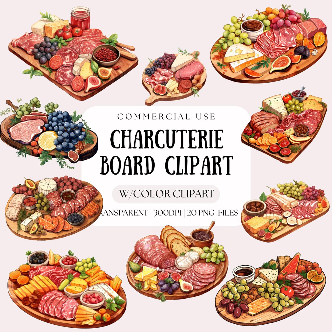 Charcuterie Board Clipart | Wine Watercolor Clipart | Junk Journals ...
