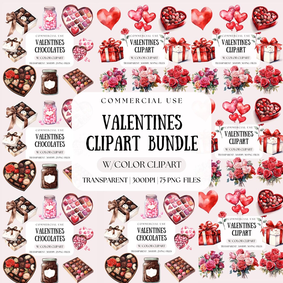 Watercolor Valentine Clipart Bundle | Sweets & Hearts (digital Download ...