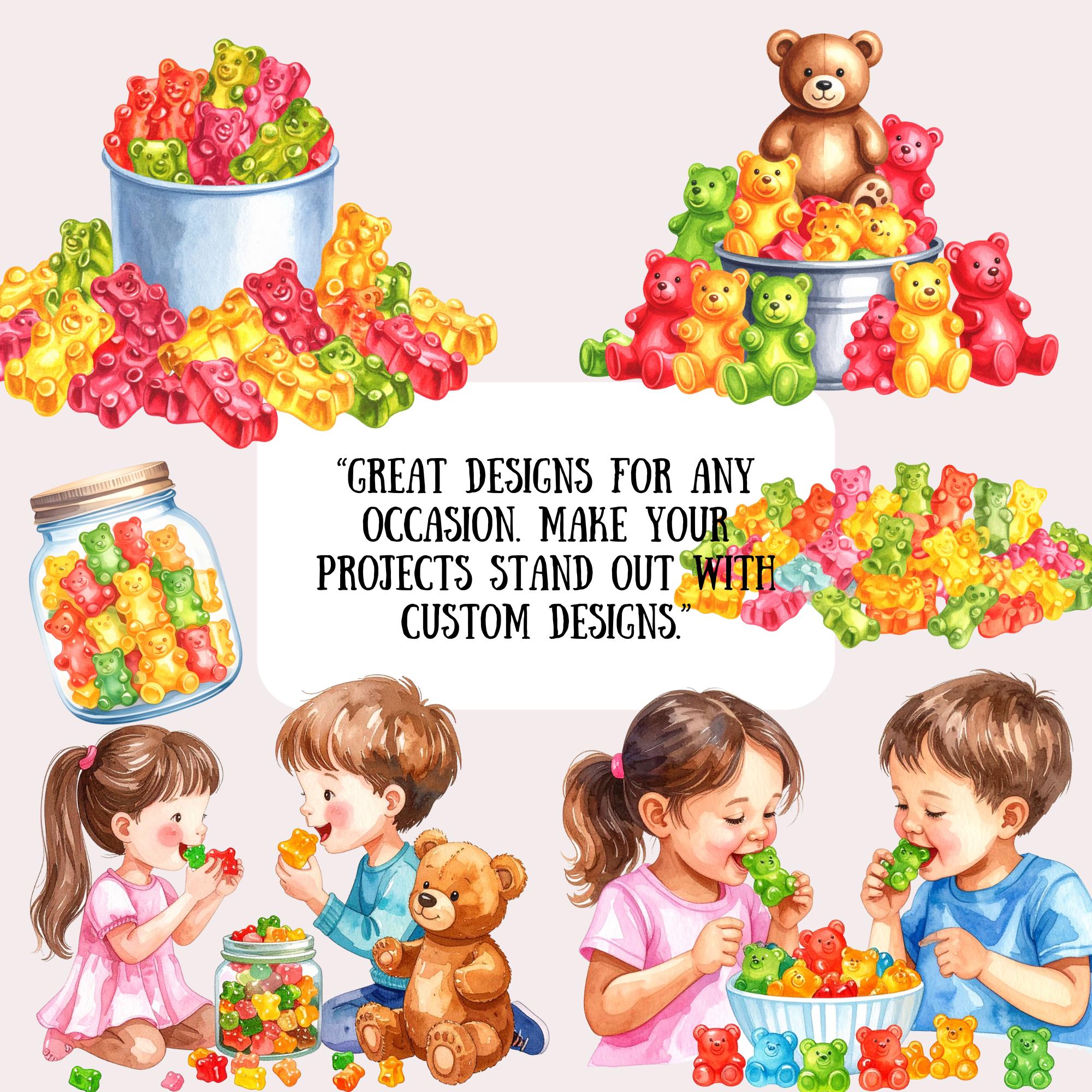 Watercolor Gummy Bears Clipart | Candy Graphics (digital Download) - Etsy