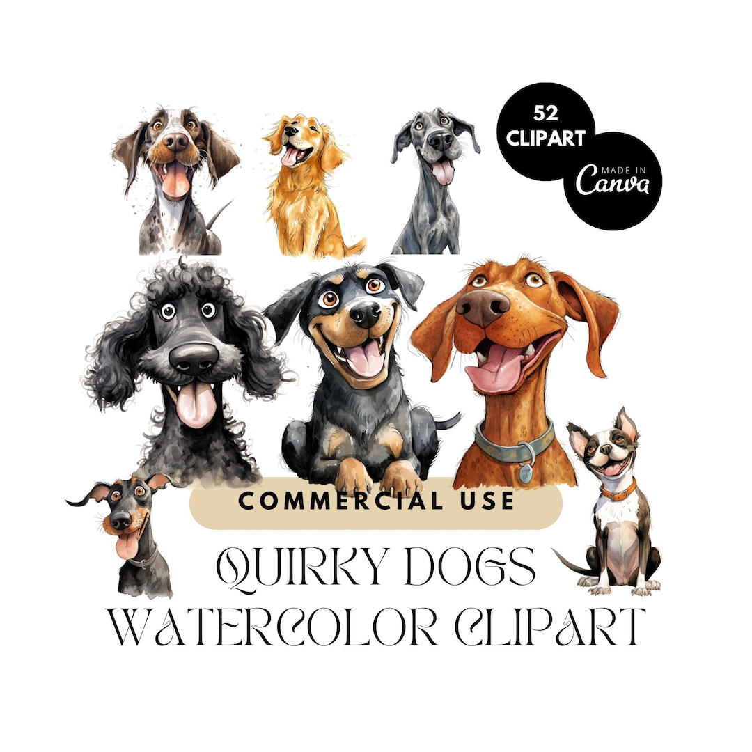 Quirky Dog Clipart Quirky Animals Clipart Whimsical Dogs Clip Art Cute ...