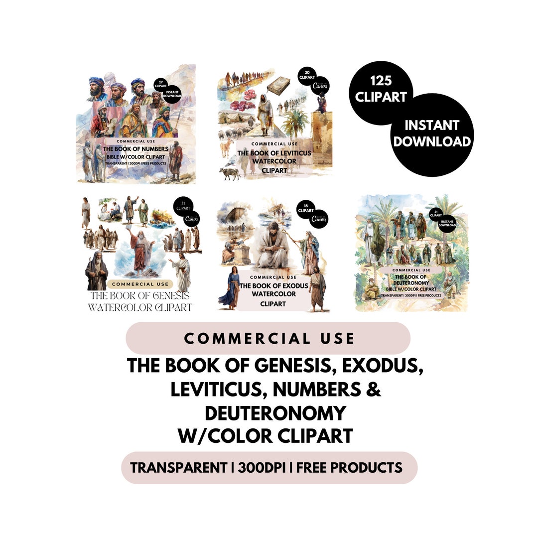 Bible Books Clipart Bundle Christian Pack Book of Exodus Book of ...