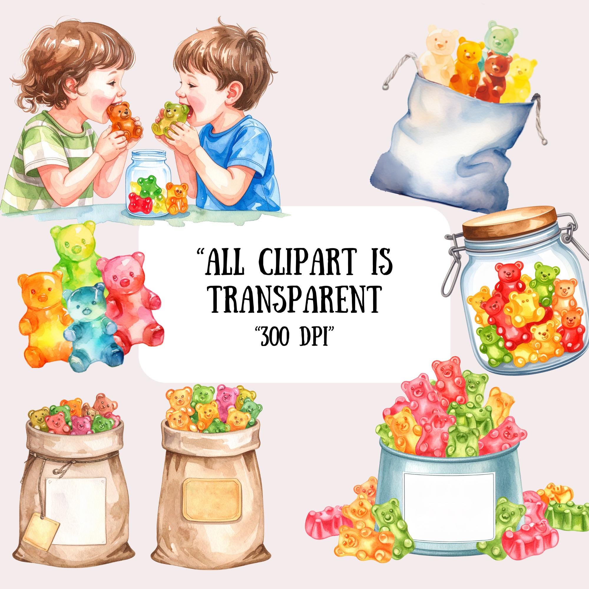 Watercolor Gummy Bears Clipart | Candy Graphics (digital Download) - Etsy