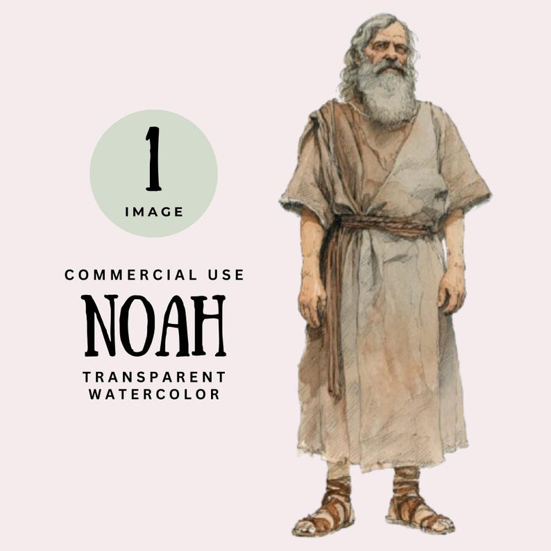 Noah Watercolor Clipart | Bible Story Art (digital Download) - Etsy