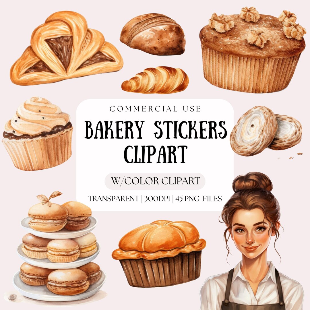 Bakery Stickers Clipart | Food Labels, Baked Goods (digital Download ...