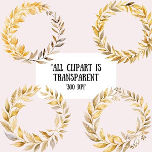 Gold Wreaths | Floral Frame | Printable Flower | Watercolor Floral ...