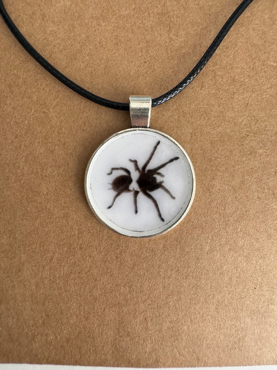 Silver Coquette Spider Print Handmade Necklace, Jungle Animal Pendant ...