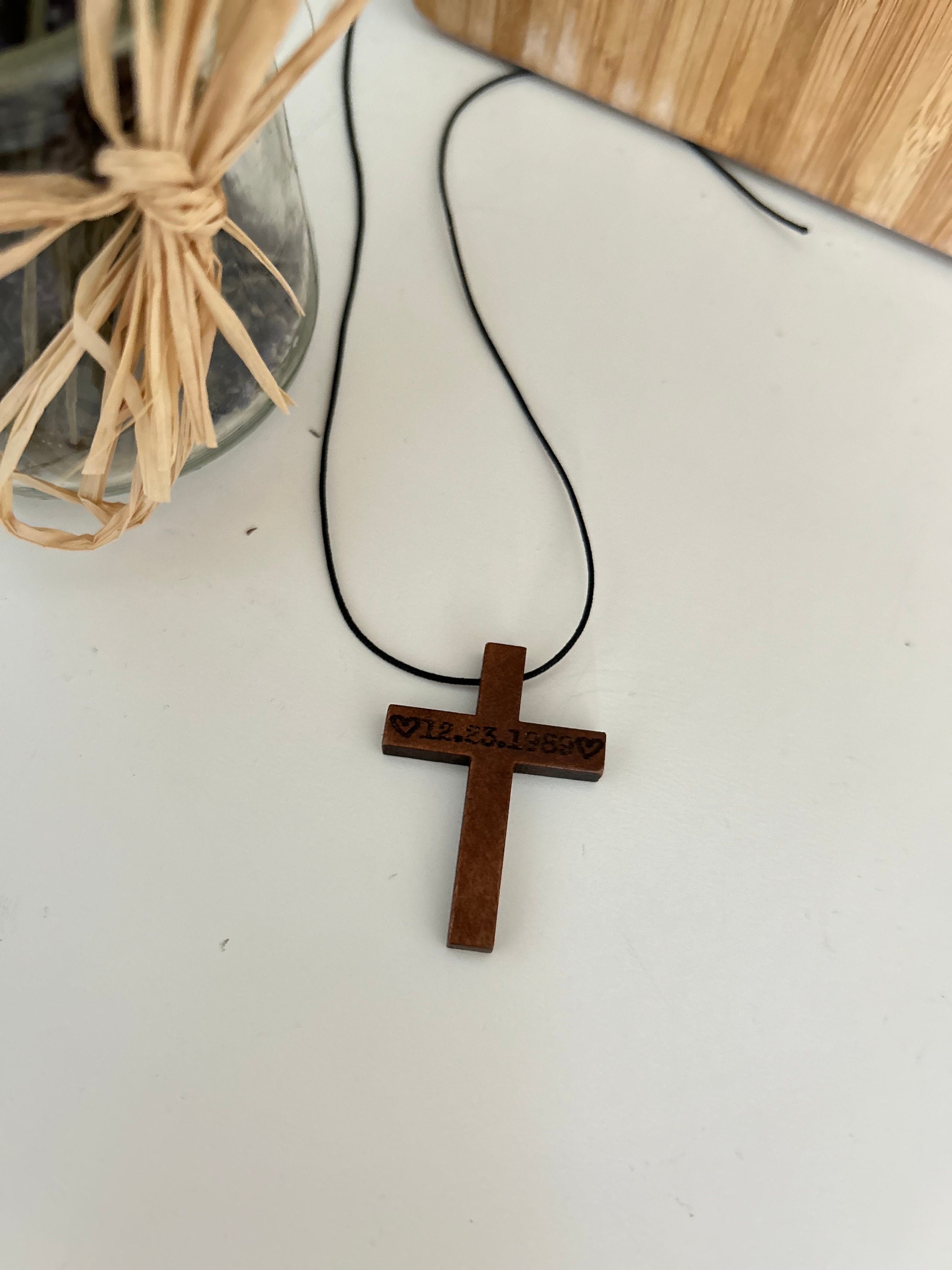 Personalized Wooden Cross With Birthday Date, Laser Engraved Cross ...