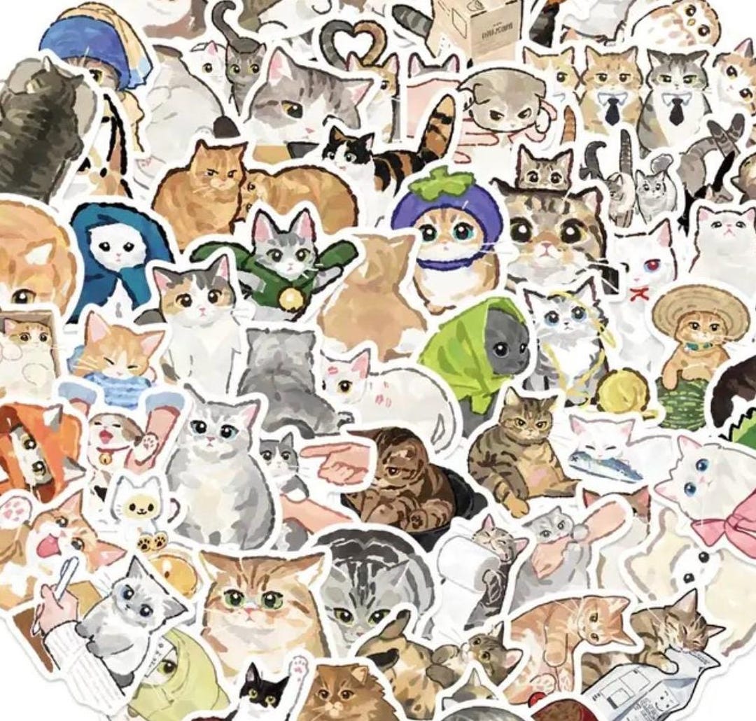 Random Set of Waterproof Doddle Meme Cat Sticker Series - Etsy