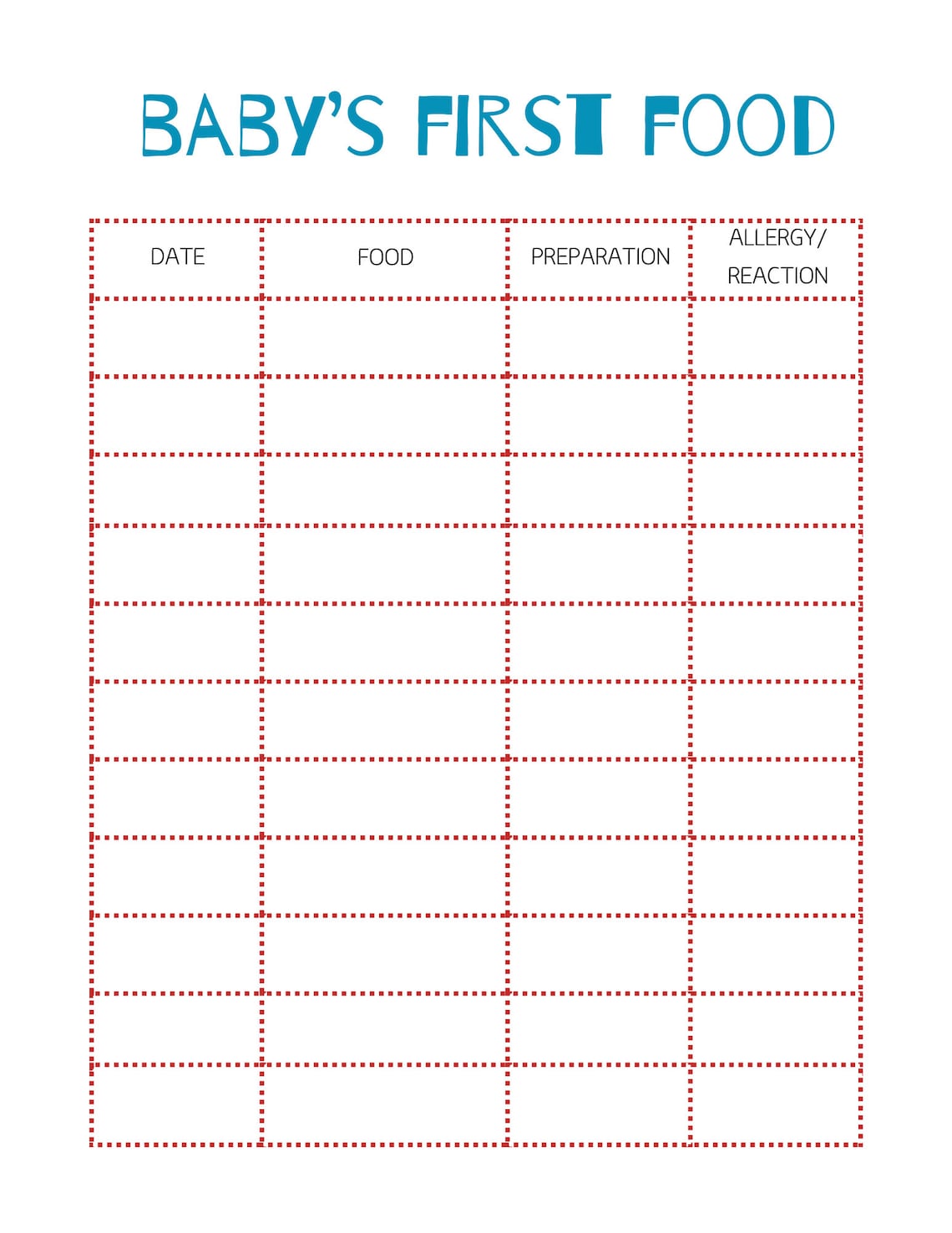 Baby Food Planner. Baby Meal Tracker. Baby Food Log. Printable Digital ...