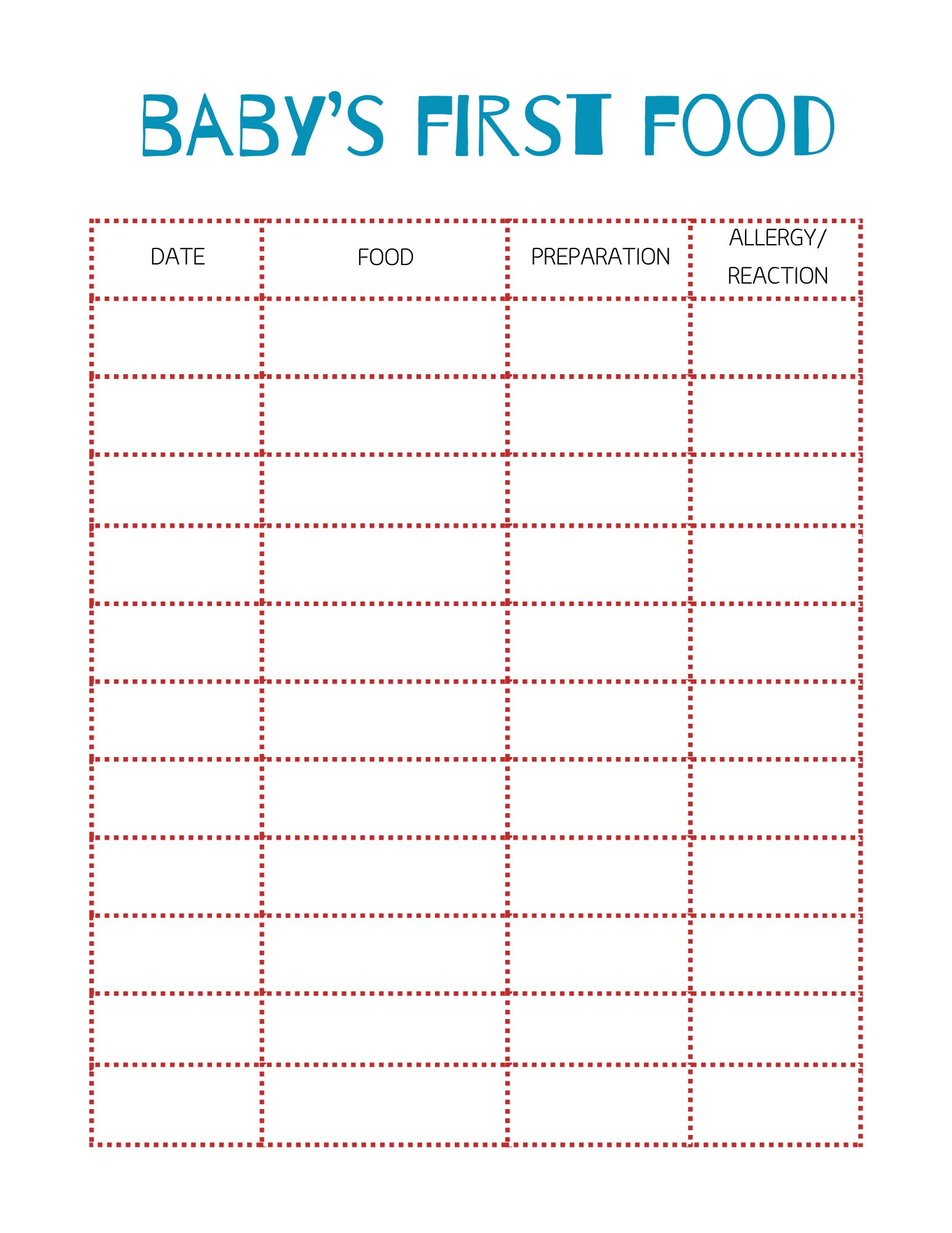 Baby Food Planner. Baby Meal Tracker. Baby Food Log. Printable Digital ...