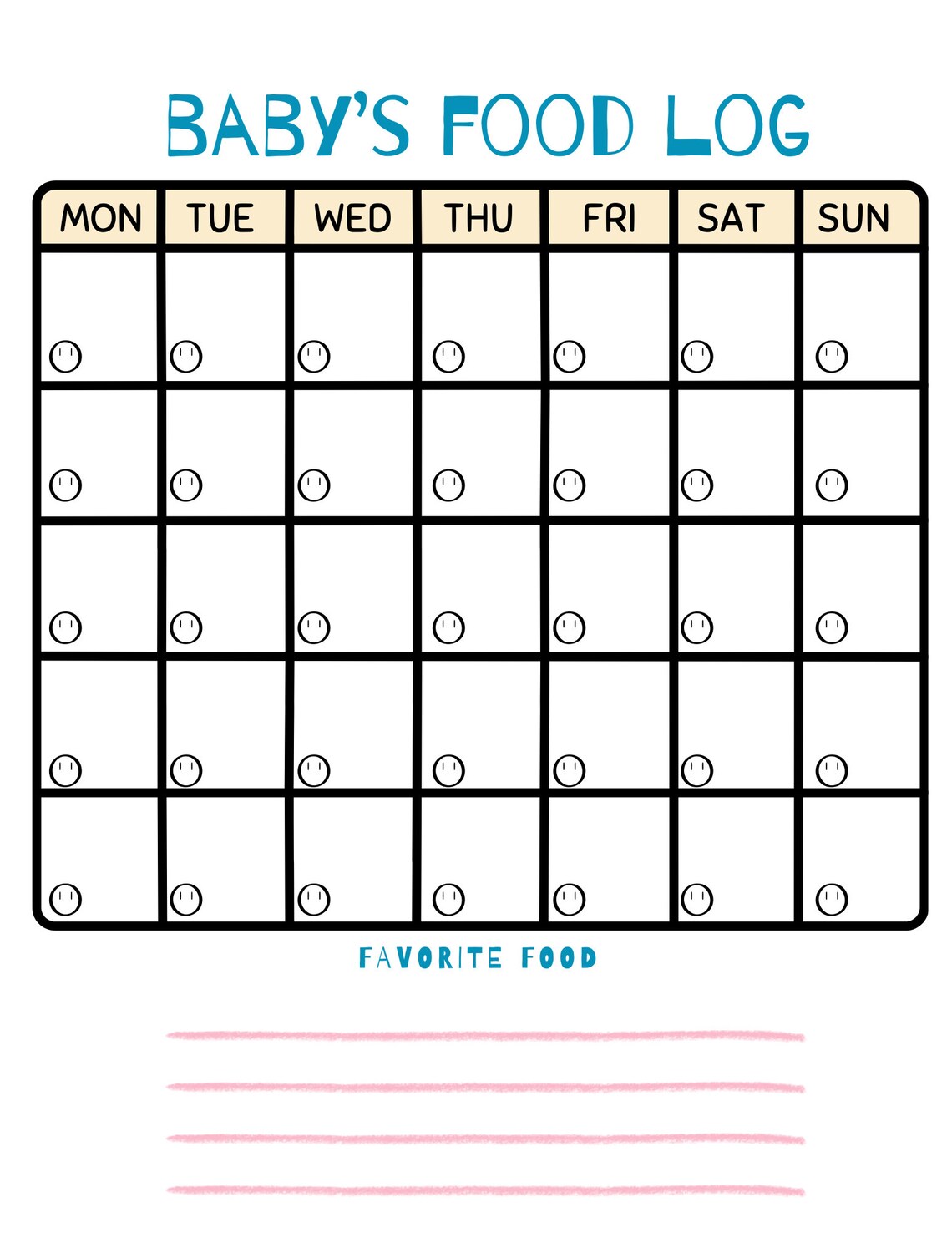 Baby Food Planner. Baby Meal Tracker. Baby Food Log. Printable Digital ...