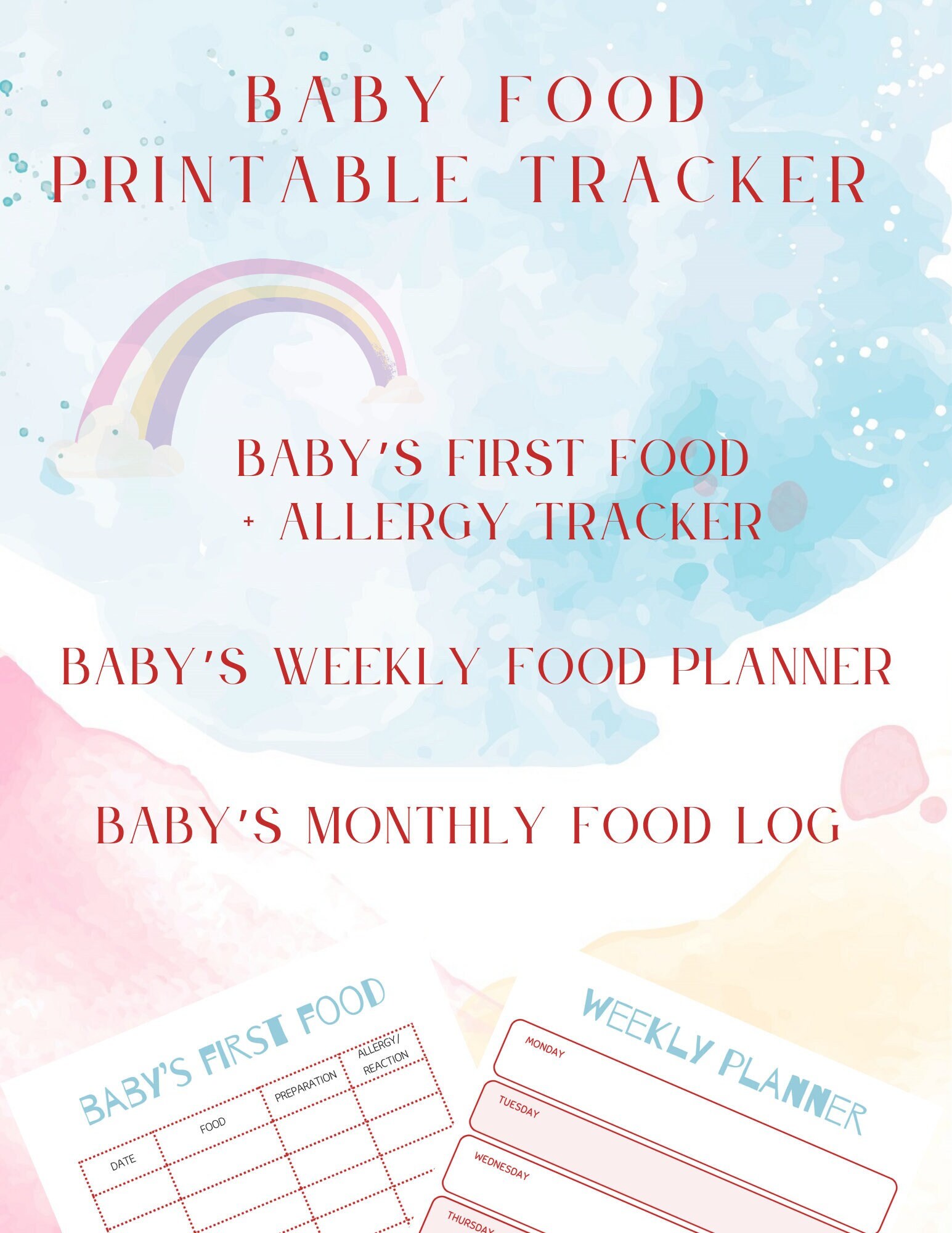 Baby Food Planner. Baby Meal Tracker. Baby Food Log. Printable Digital ...