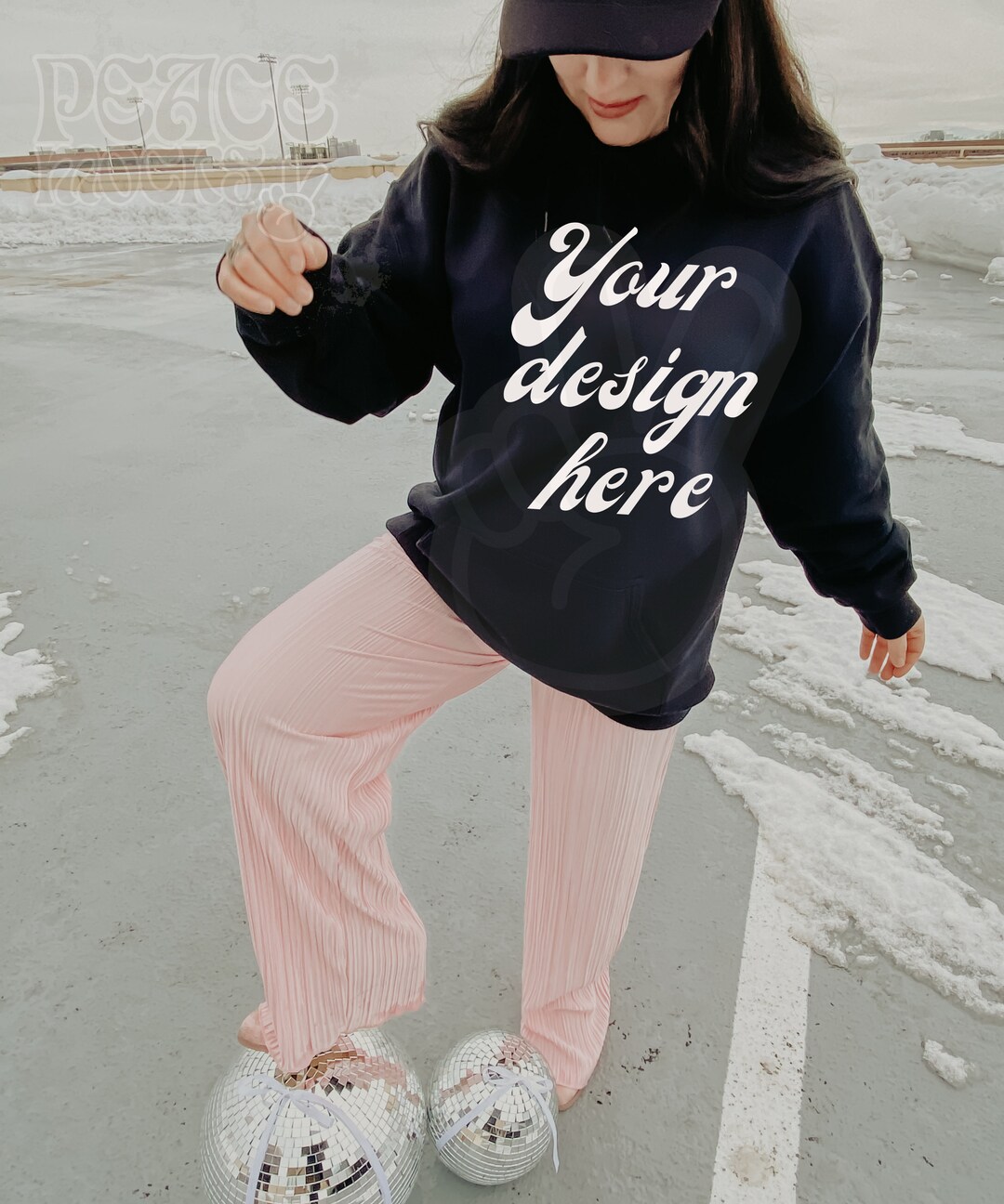 Black Hoodie Mockup, Disco Mockup, Y2k Aesthetic Mockup, Gildan 18000 ...