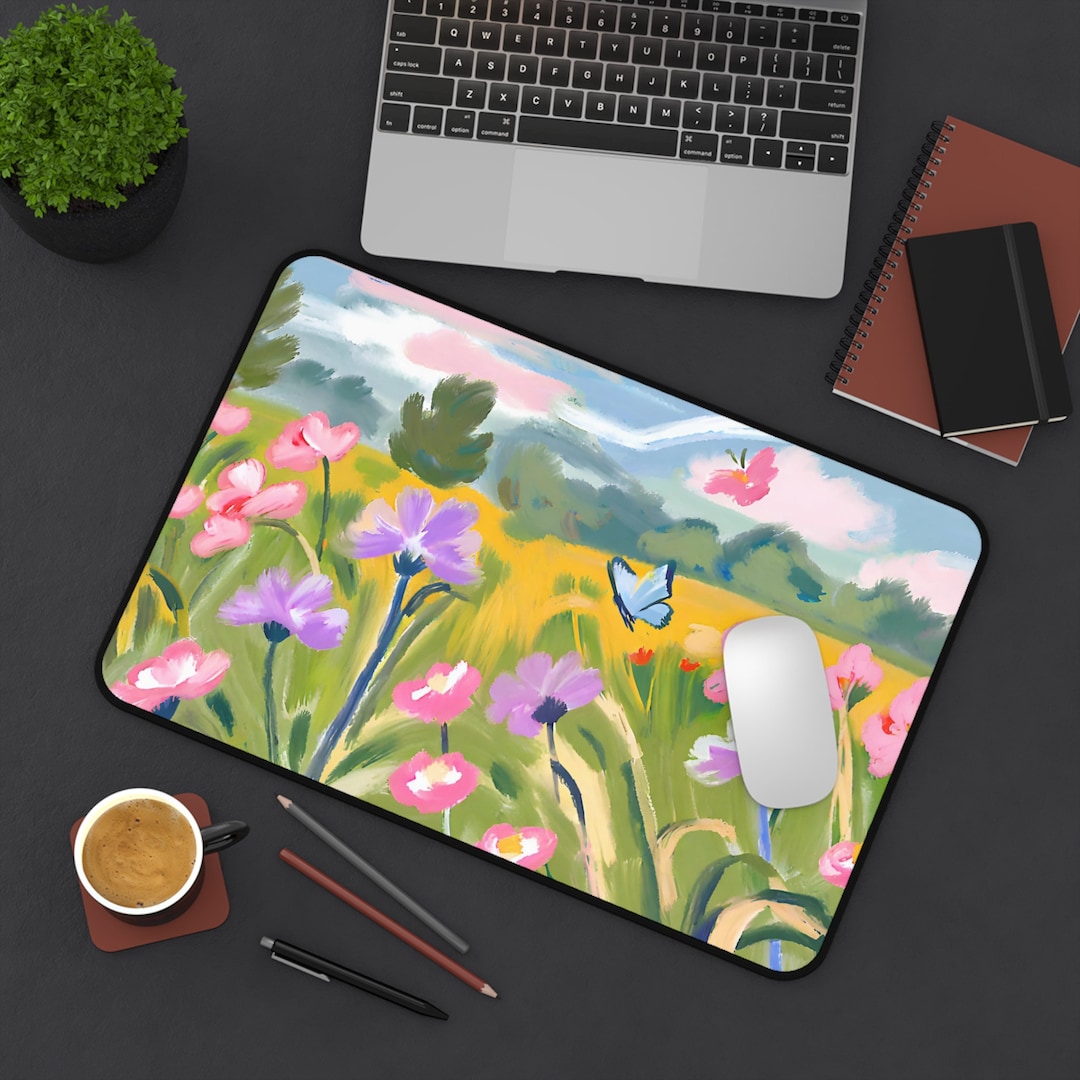 Floral Desk Mat.unique Wildflower Desk Mat.crafting Desk Mat.writing ...