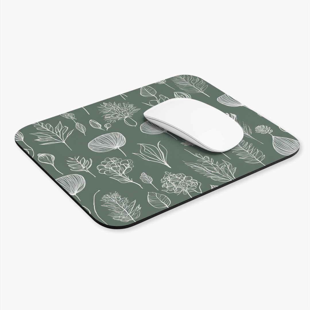 Green Botanical Mouse Pad Computer Keyboard Desk Accessory Small Mouse ...