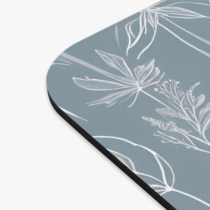 Mouse Pad Blue and White Floral Mouse Pad Grey Mouse Pad Computer ...