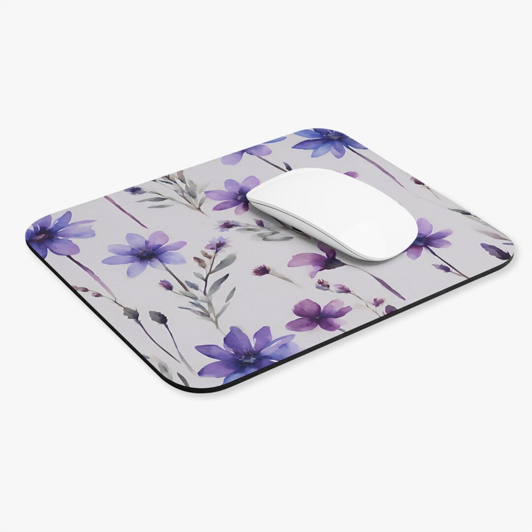 Mouse Pad Blue and Purple Mouse Pad Floral Mouse Pad Computer Keyboard ...