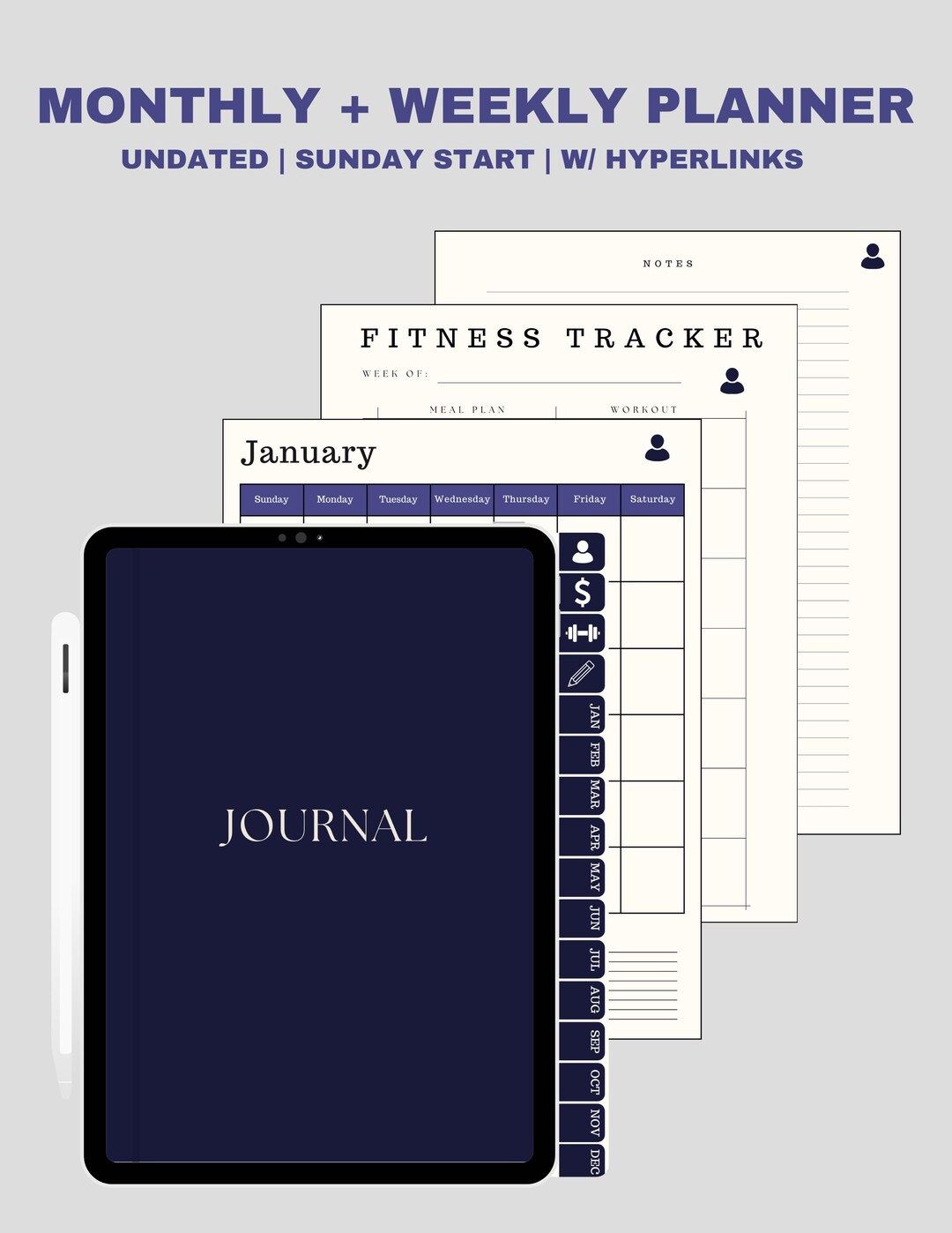 Simple Digital Planner | Minimalist Digital Planner | Undated ...