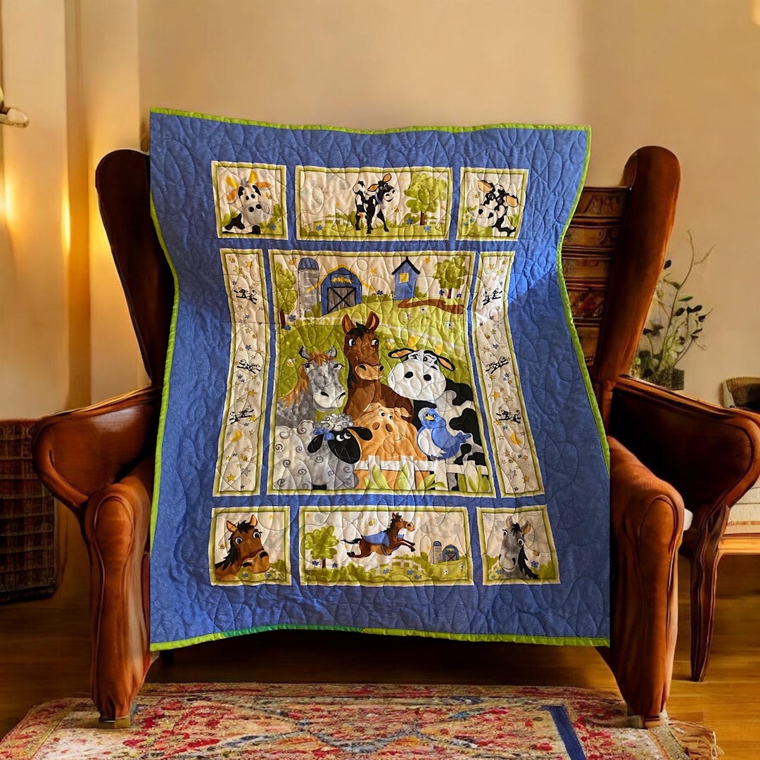 Barnyard Baby Quilt: Handmade Cotton Farm Animal Design - Etsy