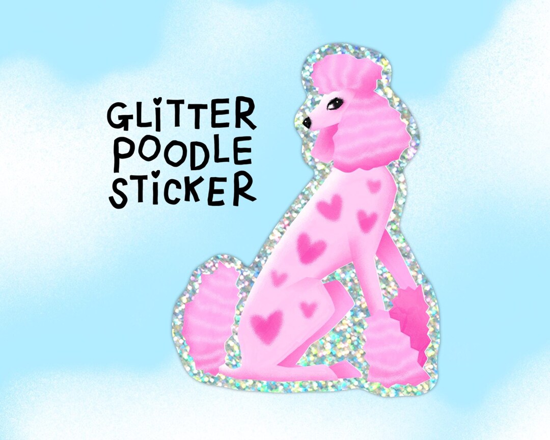 Pink Poodle Sticker | Cute Kawaii Aesthetic | Pink Dog Sticker | Girly ...