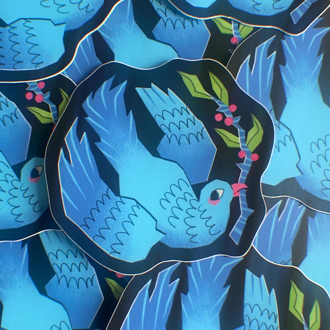 Blue Bird Sticker | Cute Kawaii Aesthetic | Whimsical Vinyl Stickers ...