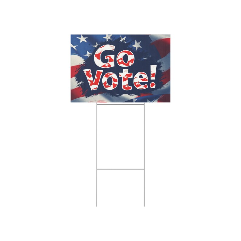 Lawn Sign Patriotic go Vote Yard Sign, American Flag Voting Sign ...