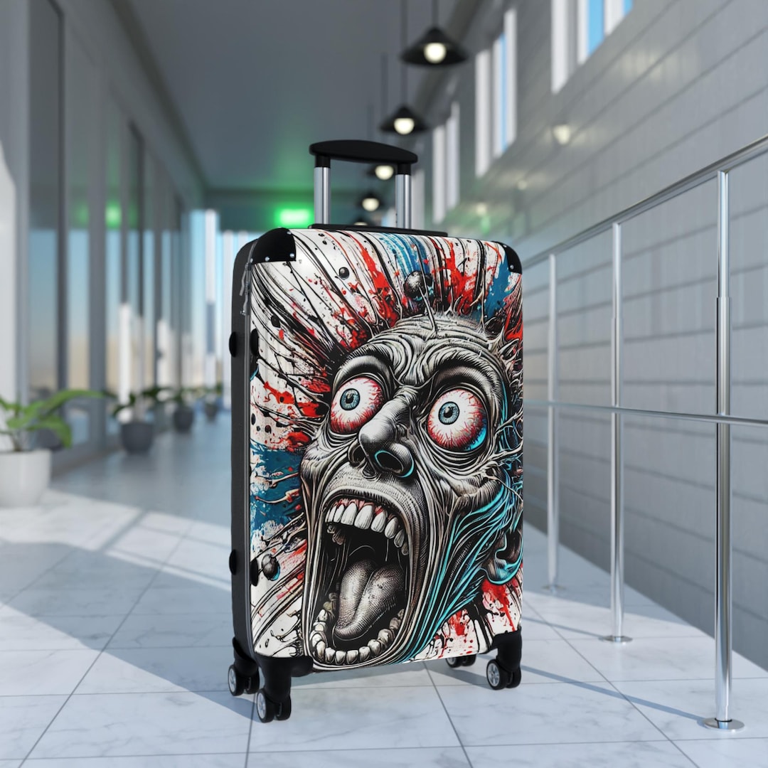 Psychedelic Scream Art Suitcases, Unique Horror Design Luggage, Bold ...