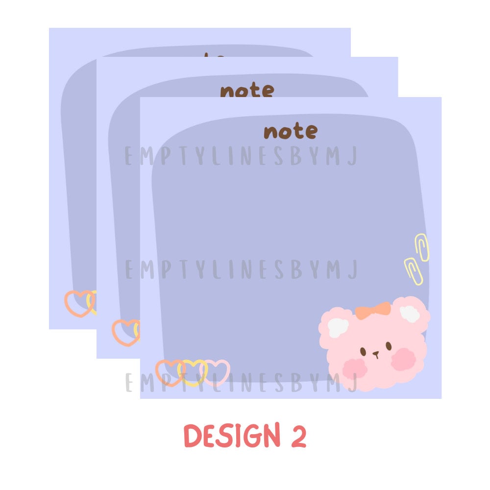 Printable Memo Pad Designs Purple Theme Bear Digital Item - Etsy