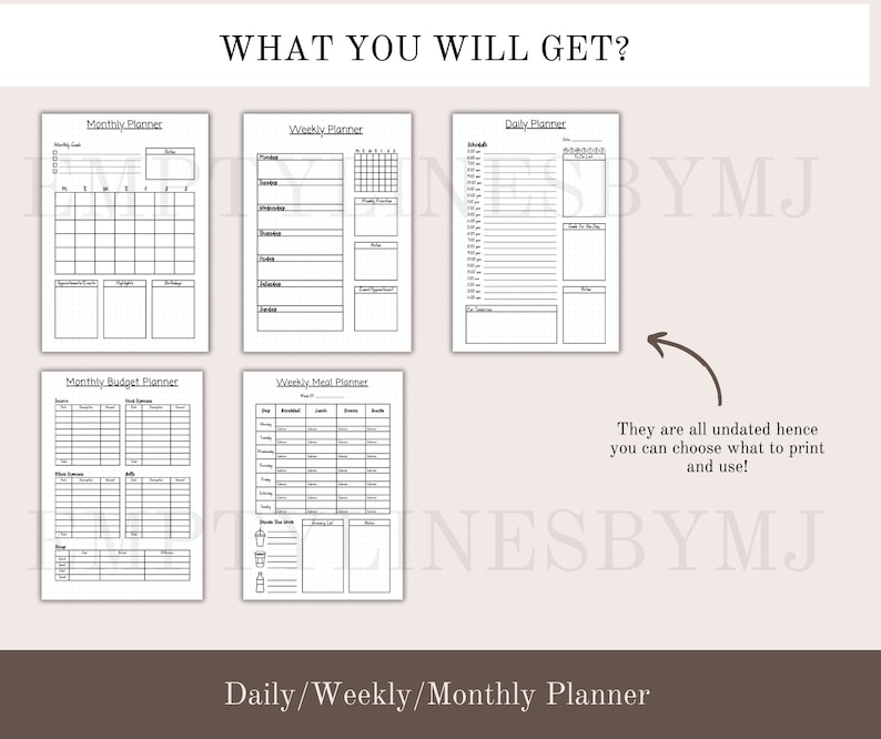 Undated Pre-made Bullet Journal Printable, Printable Journal Trackers ...