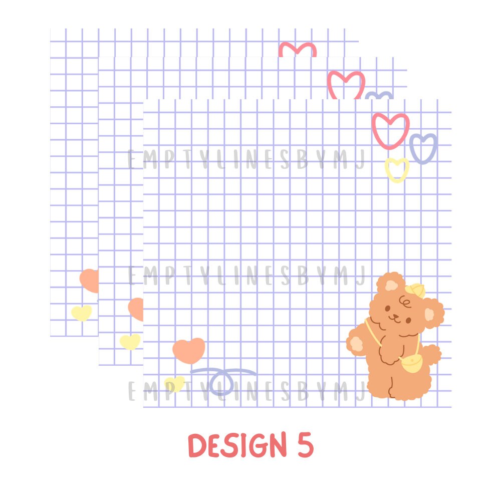 Printable Memo Pad Designs Purple Theme Bear Digital Item - Etsy