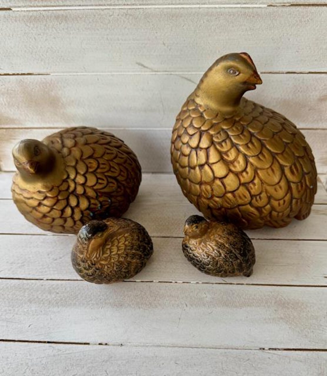 Vintage Hand Painted Family of Quail Figurines by Arnel’s Ceramic 1970s ...