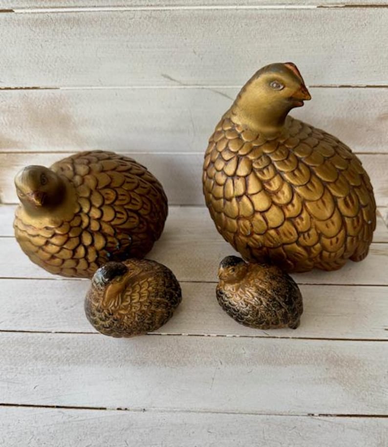 Vintage Hand Painted Family of Quail Figurines by Arnel’s Ceramic 1970s ...