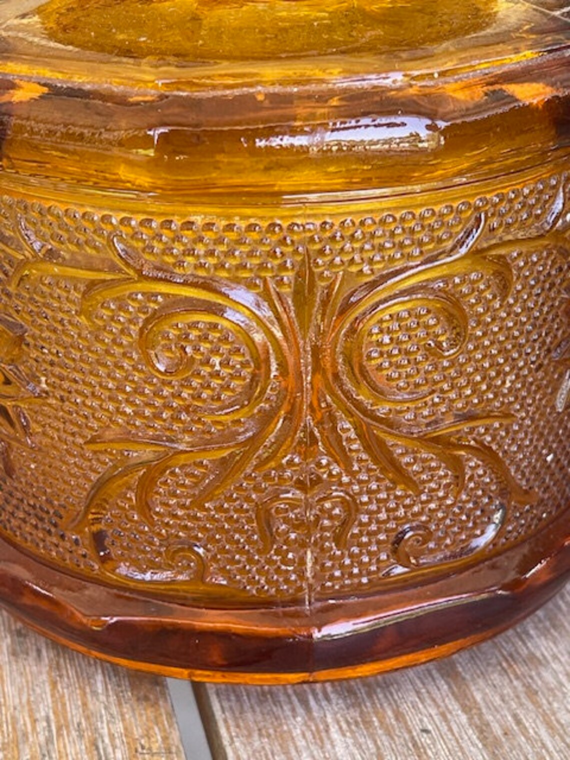 Tiara Sandwich Glass 6 Tall Canister & Lid Amber Glassware HEAVY - Etsy