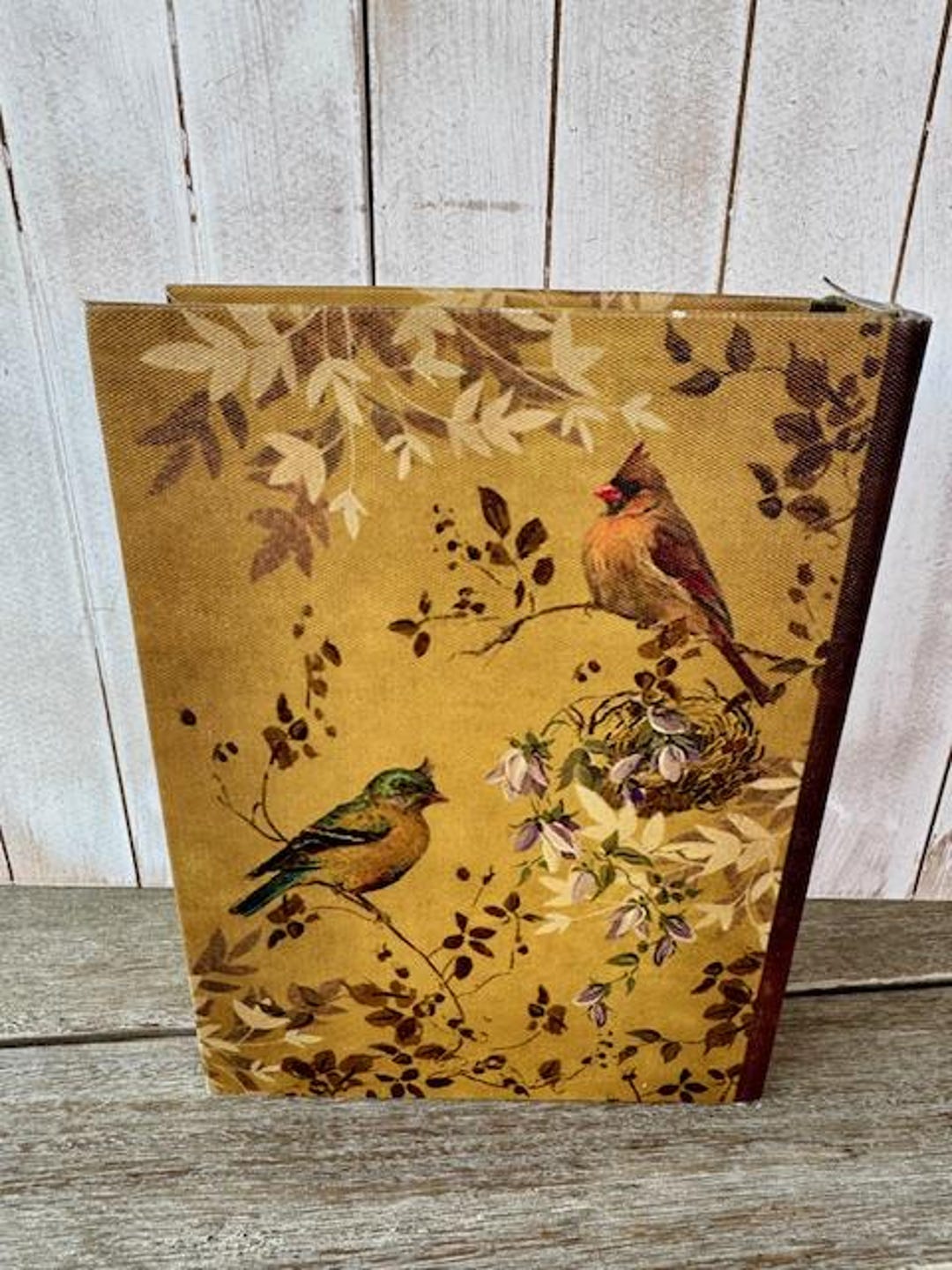 Vintage Faux Book Box, Secret Box Book With Bird Motif - Etsy