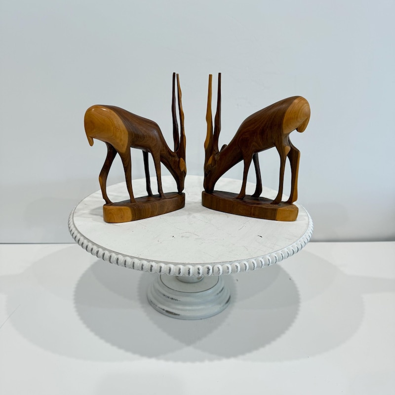 Mid Century Carved Antelope - Etsy