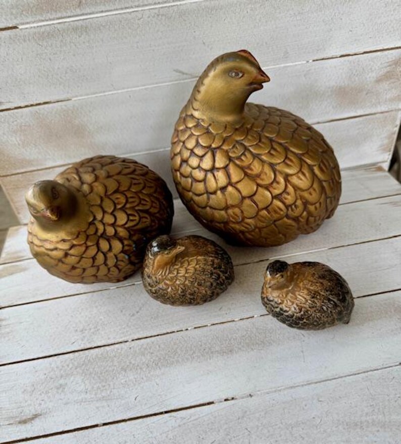 Vintage Hand Painted Family of Quail Figurines by Arnel’s Ceramic 1970s ...